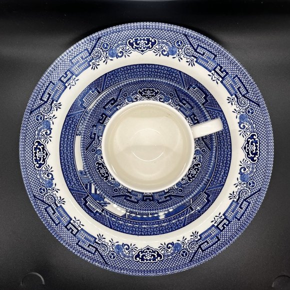 Churchill | Dining | Blue Willow 3 Piece Setdinner Plate Cup And Saucer ...